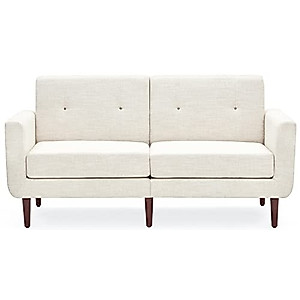 HUIMO 58” Loveseat, Modern Small Couch with Button Tufted Upholstered Fabric, Love Seat Couches for Living Room, Cream Love Seats Furniture for Bedroom, Office, Small Space, Small Apartment (Ivory)