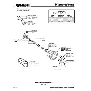 Moen 100710 Posi-Temp One-Handle Tub and Shower Replacement Knob Handle Kit, White and Chrome Knob Insert