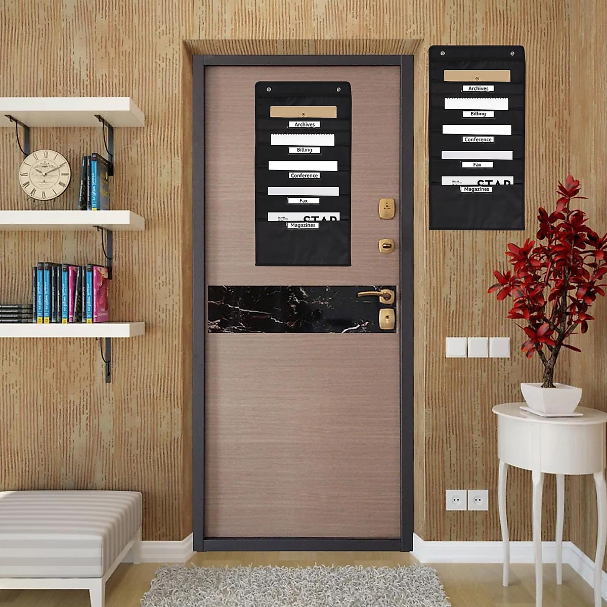 CertBuy 3 Pack Hanging File Folder Organizer, 15 Pockets and 6 Over The Door Hanger, Wall Mount Document Letter Organizer, Pocket Chart Office Supplies Office Bill Organizer for Home School Classroom