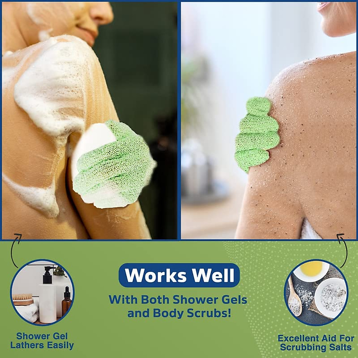 Exfoliating Gloves for Men and Women | Spa-Quality Exfoliation Mitts to Remove Dead Skin & Bumps | Textured Body Scrub Bath and Shower Gloves - Colorful 4 Pair Pack - Pink, Green, Blue, & Purple