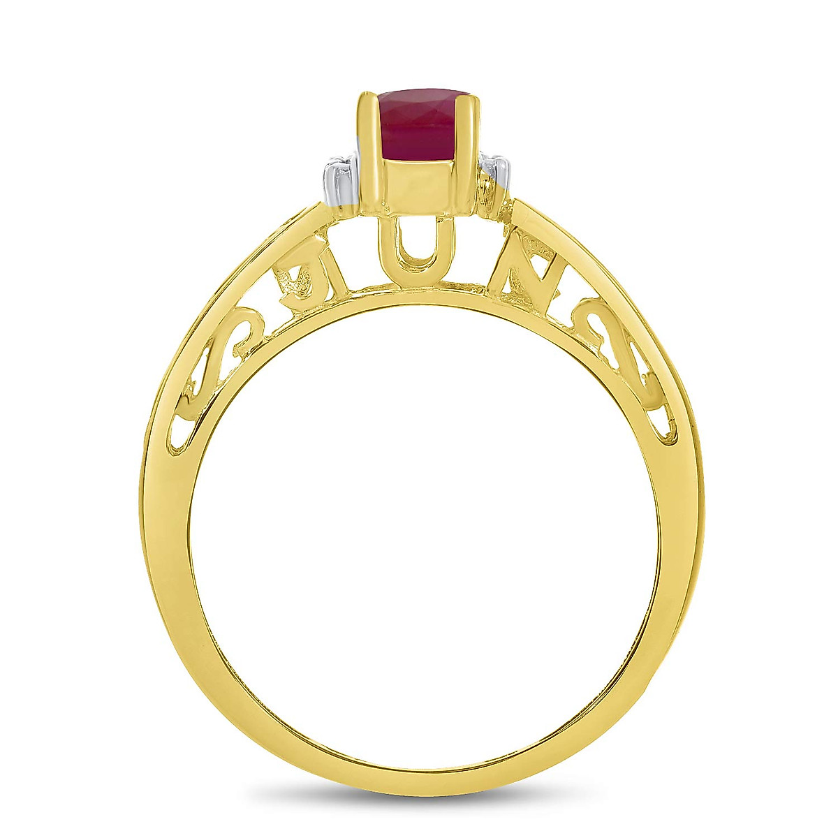 Direct-Jewelry 14k Yellow Gold Oval Ruby And Diamond Ring (Size 7)