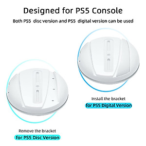 Mcbazel RGB Vertical Stand for PS5 Console, LED Base Gaming Stand with USB Hub Compatible with PS5 Console - White (NOT for PS5 Slim)