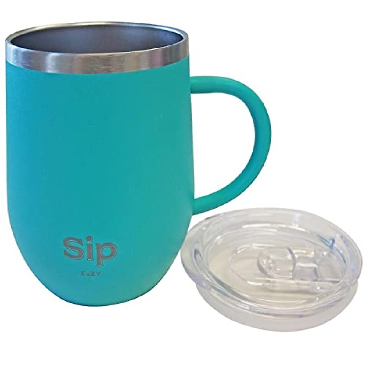 PINK SIP EAZY'S 12oz 18/8 StainlessSteel Insulated Cup, Handle & Lid - Keeps your Drinks Hot up to 6 hours Cold up to 24hour - Coffee, Tea, Beer, Water, Wine - Arrives Boxed for easy Gifting!