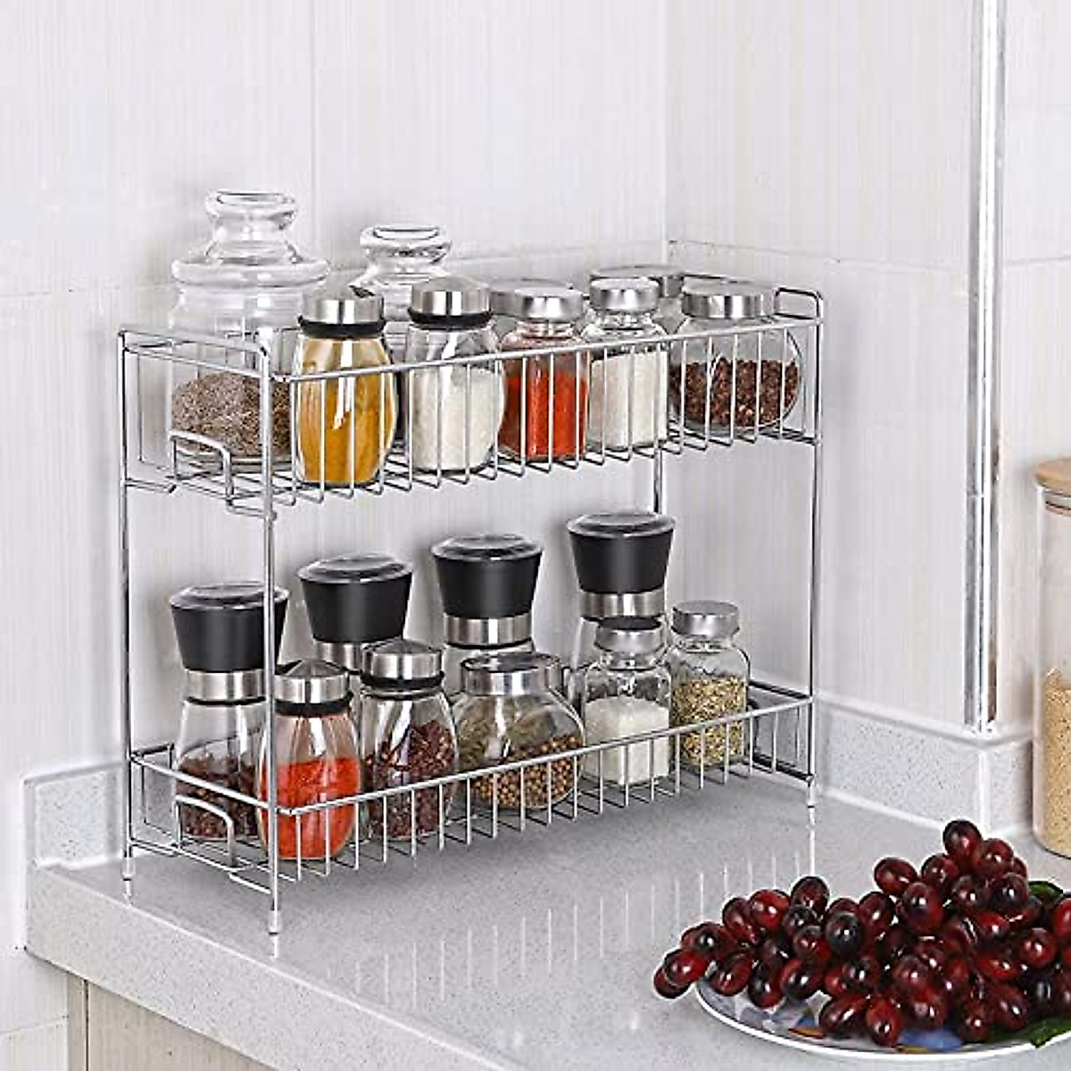 MOOACE Under Sink Organizer, 2 Tier Under Cabinet Bathroom Sink Organizers and Storage, Multi-purpose Under Sink Shelf Organizer Rack for Bathroom Kitchen