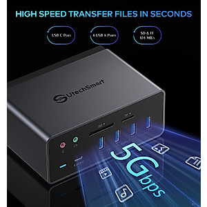 Docking Station,UtechSmart 19 in 1 Quadruple Monitor Laptop USB C Docking Station,USB C Hub Dock 3 HDMI Adapter for MacBook&Windows (3 HDMI,1 VGA,6 USB Ports,100WPD,Ethernet,SD/TF Card Reader,Audio)