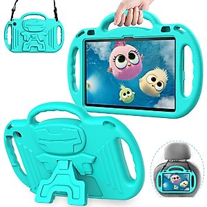 AVAWO Kids Case for Fire HD 10 & HD 10 Plus Latest Model Tablet (13th/11th Generation 2023/2021 Release), with Shoulder Strap, Lightweight Shockproof Handle, Turquoise
