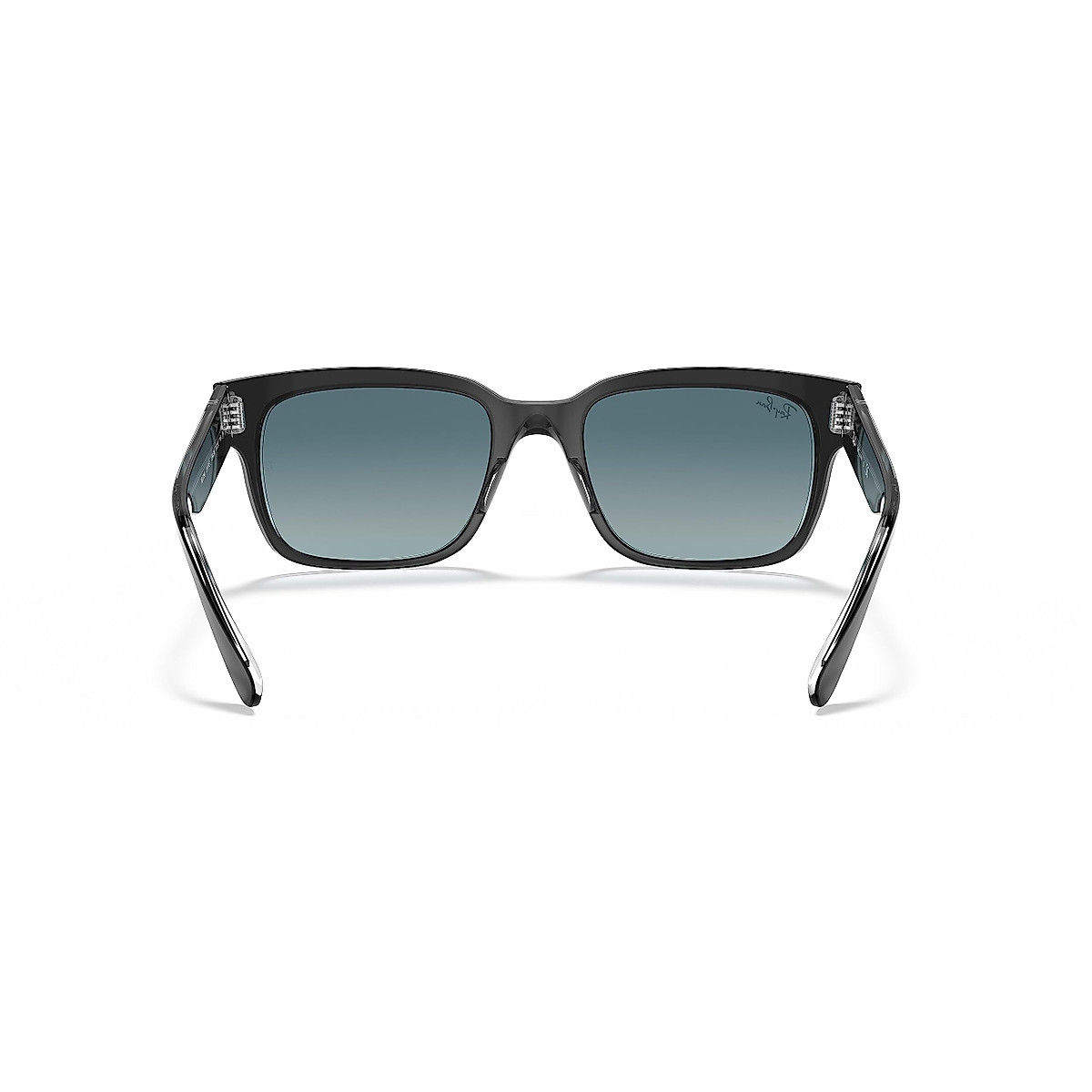Ray-Ban Men's RB2190 Jeffrey Square Sunglasses, Black On Transparent/Blue Gradient Grey, 53 mm