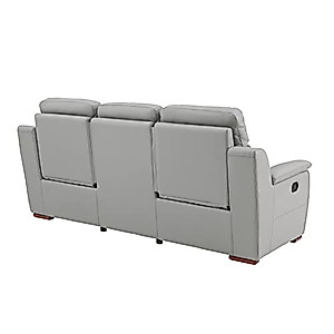 Blackjack Furniture Walker Leather Match Upholstered Reclining Living Room Sofa, Gray