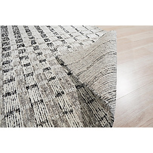 EORC Gray Hand-Knotted Wool Modern Pile Rug Luxurious Area Rug for Adding Contemporary Elegance to Your Living Room, Bedroom, Office, or Home Décor