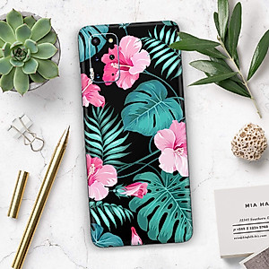 DesignSkinz Tropical Mint and Vivid Pink Floral v2 Protective Vinyl Decal Wrap Skin Cover Compatible with The Samsung Galaxy S20 (Screen Trim & Back Glass Skin)
