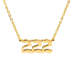 HUTINICE Angel Number Necklace, 222 Necklace Gold Dainty Choker Lucky Numbers Pendant Numerology Minimalist Women Jewelry (222-Gold)