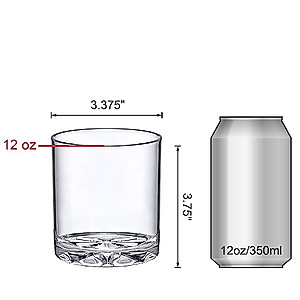 Amazing Abby - Liberty - 12-Ounce Plastic Tumblers (Set of 6), Plastic Drinking Glasses, All-Clear Reusable Plastic Cups, BPA-Free, Shatter-Proof, Dishwasher-Safe