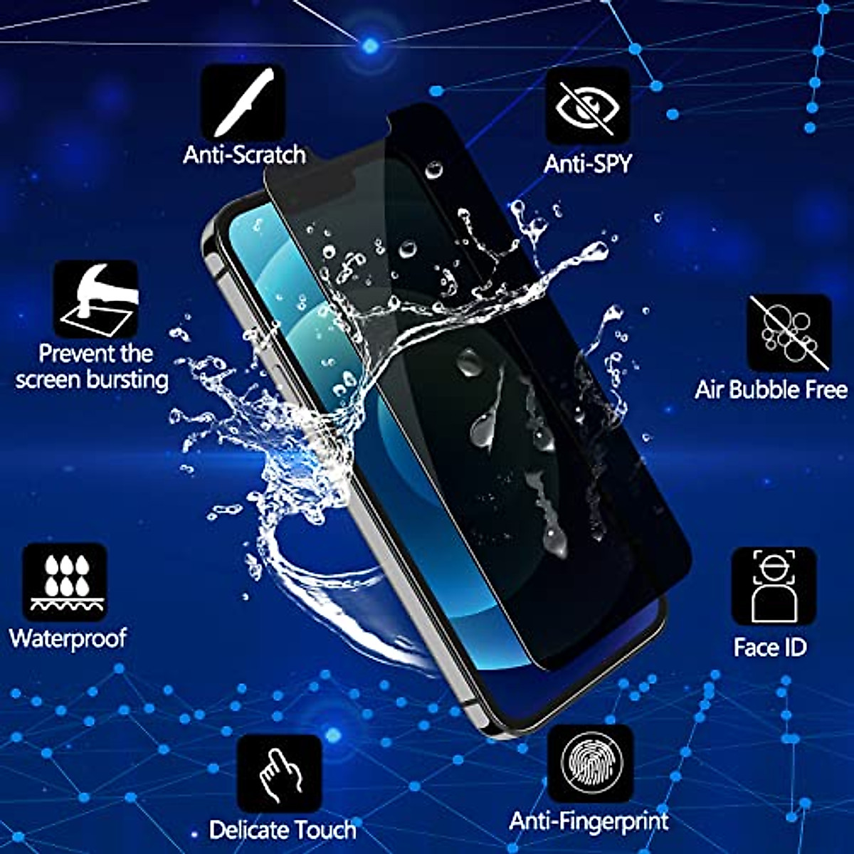 YMHML [2 Pack] Privacy Screen Protector for iPhone 12 / iPhone 12 Pro (6.1 Inch)，Anti-Spy Tempered Glass Bubble Free Case Friendly Scratch Proof