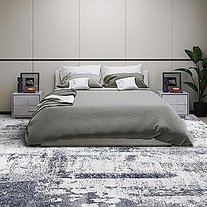 OMERAI Washable Rug 8'x10' Abstract Machine Washable Rugs Ultra-Thin Area Rugs for Living Room Non Slip Stain Resistant Modern Large Carpet for Bedroom Dining Room Office Grey Rug Washable (Grey)