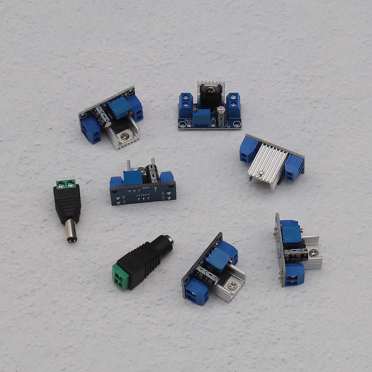 LM317 DC-DC Buck Converter Adjustable Regulator Power Supply Modules with Female Male DC Connector 8Pcs