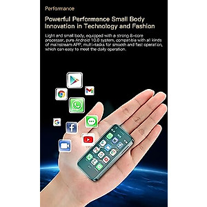 XS12 Pro Super Mini 4G LTE Smartphone 3.0-inch Display 4GB RAM 32GB/64GB ROM 8 Core Android 10.0 Dual SIM 2000mAh 13MP with Google Play Store Backup Small Mobile Phone (Blue, 2GB+16GB)