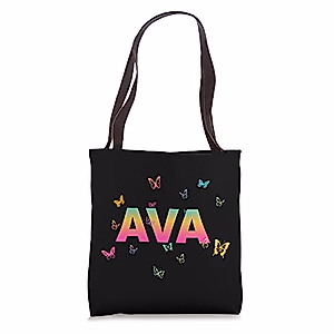 Ava - Beautiful Name with colorful Butterflies Tote Bag