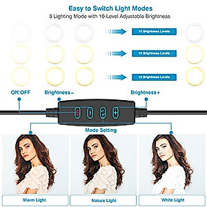 12" Selfie Ring Light with 63" Adjustable Tripod Stand and Phone Holder, LED Dimmable Ringlight with Remote, for Live Stream/Photography/Makeup/YouTube Video, Compatible with Cell Phones, Cameras