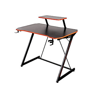 Excited Work Z-Shaped Multifunctional Gaming Desk, 40-inch Computer Desk, Home Desk Writing Desk, Personal Workstation with Headphone Stand and Cup Holder