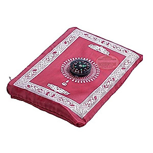 litymitzromq Ultra Soft Indoor Area Rugs, Portable Islamic Muslim Religious Compass Prayer Carpet Mat Pad Festival Supply Muslim Prayer Mat Red