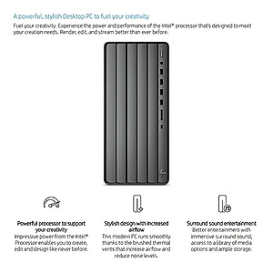 HP Envy i5 Tower Desktop, 13th Gen Intel i5-13400 Processor, Intel UHD Graphics 730, 16GB RAM, 1TB SSD, Wi-Fi 6, HDMI, RJ-45, SD Card Reader, Wired Keyboard & Mouse Included, Windows 11 Home, Black