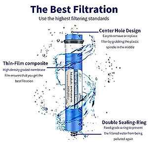 Huining Reverse Osmosis Membrane 100GPD-1812/2012 RO Membrane Housing Kit with 1/4 Quick Connector,Check Valve,Water Pipe,Wrench Whole Set for Residential Household Hospital Water Filtration System