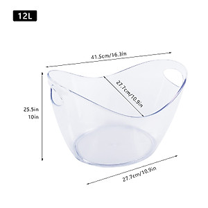 12L Ice Beverage Tub Large Drink Bucket Clear Acrylic Ice Bucket Wine Champagne Bucket for Parties Barbecues Picnics