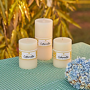 Simply Soson Citronella Scented Candles | 3x6 Pillars | Set of 3 | +40 Hours Burning Time | Outdoor Use