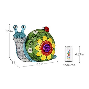 Exhart Colorful Snail Statue w/Welcome & Flower, Durable and Cute Resin Garden Décor, 10"x5.0"x8.5"