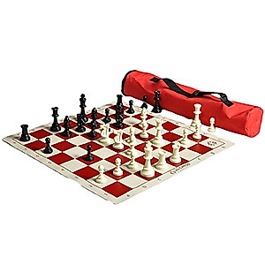 US Chess Quiver Tournament Chess Set Combination Triple Weighted (Red)