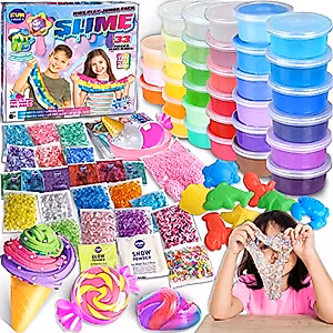 33 Cups Jumbo Slime Kit for Girls and Boys, FunKidz Premade Ultimate Slime Pack to DIY Big Fluffy Slime Making Kits Super Party Favors Gift Toys for Kids