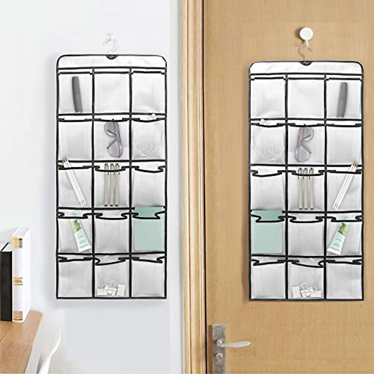 Zimso 30 Pockets Dual Sided Hanging Shoe Rack Hanging Shoe Shelves, Baby Shoe Hanger Organizer for Closet 43.9 x 43.9 in (White)