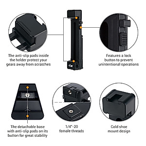 2 in 1 Versatile Tablet Tripod Mount and Desktop Stand, Tablet Tripod Clamp Holder with Cold Shoe for iPad Pro Air Mini, Fire Tablets, Samsung Galaxy Tabs to be Used on Tripod, Selfie Stick & Desk