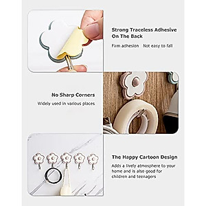 Ristpal [5 Pack] Cute Floret Utility Hooks Heavy Duty Up to 5 Pounds, Waterproof and Oil Proof. Hanging Key. Stick On Wall Kitchen Bathroom Ceiling Or Office Windows Hangers-Green