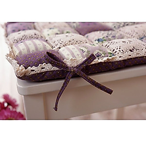 Uniuooi Floral Seat Pad Cushion with Ties, Ideal for Dining Chair Garden Kitchen Office School, Car Seat Mat Pet Bed, Size 15.7 x 15.7 inch/40 x 40 cm Purple Floral
