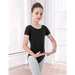 MOLLDAN Girls Dance Ballet Leotards Short Sleeve Criss Cross Straps Back(2QT5027-06-XXL)