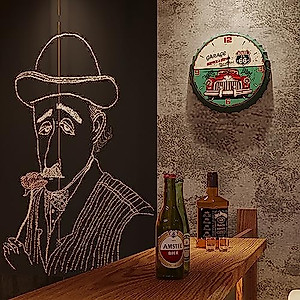 Vintage Lid Shape Wall Clock, 12-Inch Iron Wall Clock, Suitable for Office, Bar, Bedroom, Living Room (Blue)