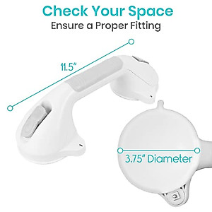 Vive Shower Grab Bar - Strong Suction Cup Handle for Bathtubs and Showers - Bathroom Accessories Safety Hand Rail- Support for Tub, Handicap, Elderly, Injury, Kid, Senior Assist Bath, Non Skid (11.5")