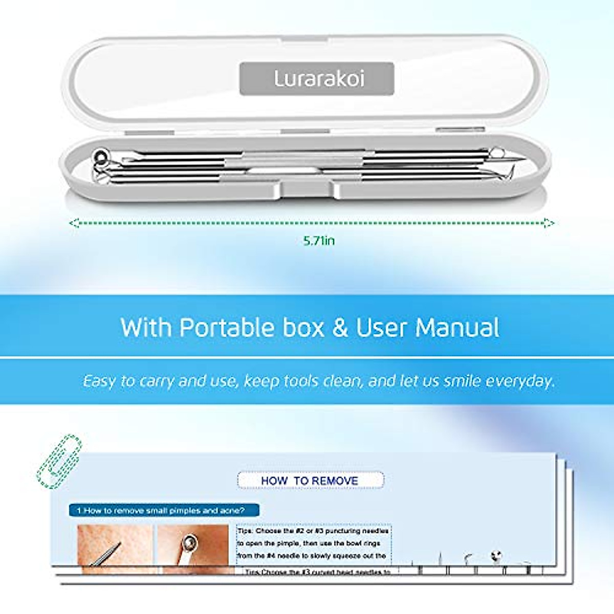 Best Blackhead Remover, Blackheads Blemish Removing, Acne Whitehead Removal Kit, Pimple Comedone Extractor Tool, Popper Pimples Treatment, with Tweezers, Risk Free for Face Forehead Nose