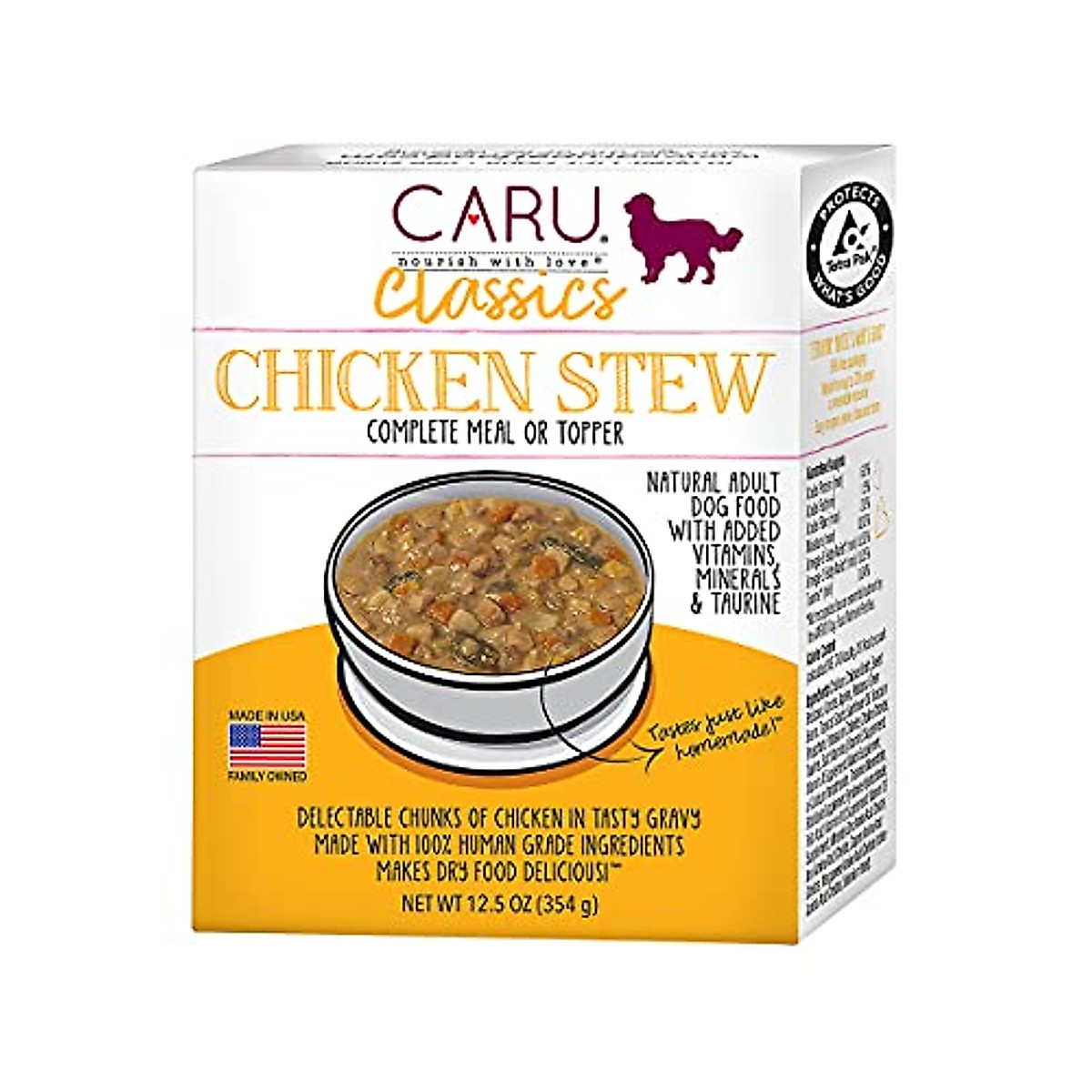 Caru Classics Chicken Stew for Dogs, Natural Adult Wet Dog Food With Added Vitamins & Minerals, Free From Grain, Wheat And Gluten (Case of 12)