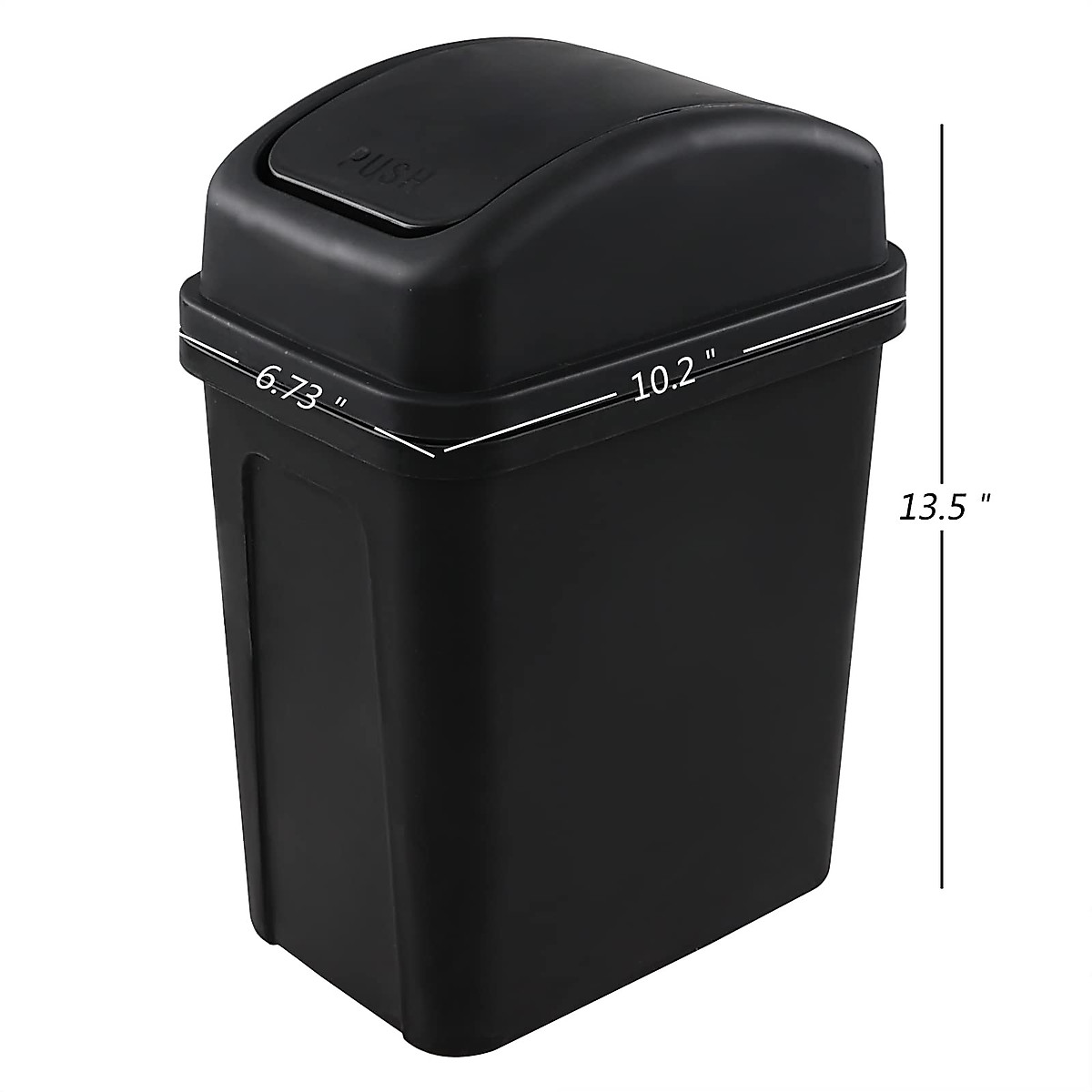 Idotry 1.8 Gallon / 7 Liter Plastic Trash Can, Small Garbage Bin with Swing Lid, Black