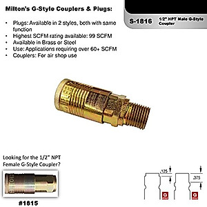 Milton S-1816 1/2" MNPT G Style Coupler