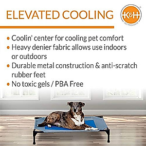 K&H PET PRODUCTS Coolin' Pet Cot, Cooling Cot for Dogs - Gray/Blue, Large 30 X 42 X 7 Inches