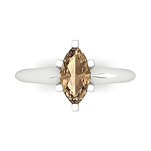 Clara Pucci 1.0 ct Marquise Cut Solitaire Brown Champagne Simulated Diamond Bridal Designer Anniversary Engagement Ring 14k White Gold