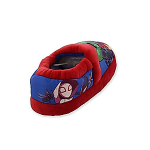 Marvel Super Hero Adventures Avengers Boy's Toddler Plush Aline Slippers (11-12 M US Little Kid, Red/Blue)