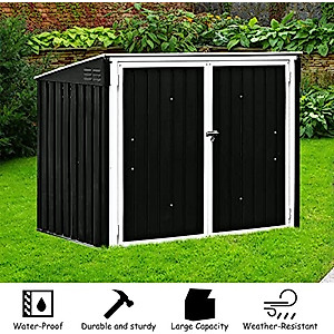 Goplus 6' x 3' Outdoor Storage Shed, Multi-Purpose Galvanized Steel Garden Shed with Air Vent and Lockable Door, Tool Storage Shed for Backyard, Patio & Lawn