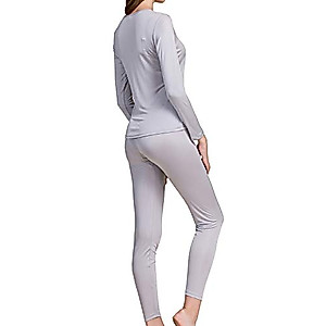 Grenasasilk Women's Silk Thermal Underwear Sets | Silk Long Johns | silk Long Underwear(M, Silver grey)