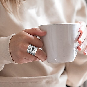 S925 Sterling Silver Cuttlefish Squid Wide Bands Ring for Women Girls,Retro Vintage Octopus Full Finger Thumb Index Finger Inkfish Bands Ring,Big Large Punk Biker Gothic Cocktail Party Sea Animal Bands Ring Jewelry Gift (Ring_A, 7)