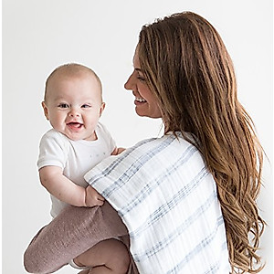 Amazing Baby Cotton Muslin Swaddle Blankets, Set of 3, Watercolor Brushstrokes, Denim, X-Large