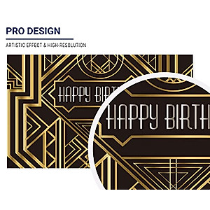 Allenjoy Gatsby Themed Backdrop for Wedding Party Decoration Black and Gold Roaring 20s Art Decor 1920s Happy Birthday Children Supplies Photography Pictures Photo Studio Booth